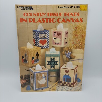 Country Tissue Boxes in Plastic Canvas Project Pattern Booklet | eBay