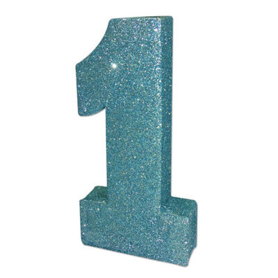 Number 1 Baby Blue Glitter Table Decoration 20cm | eBay UK