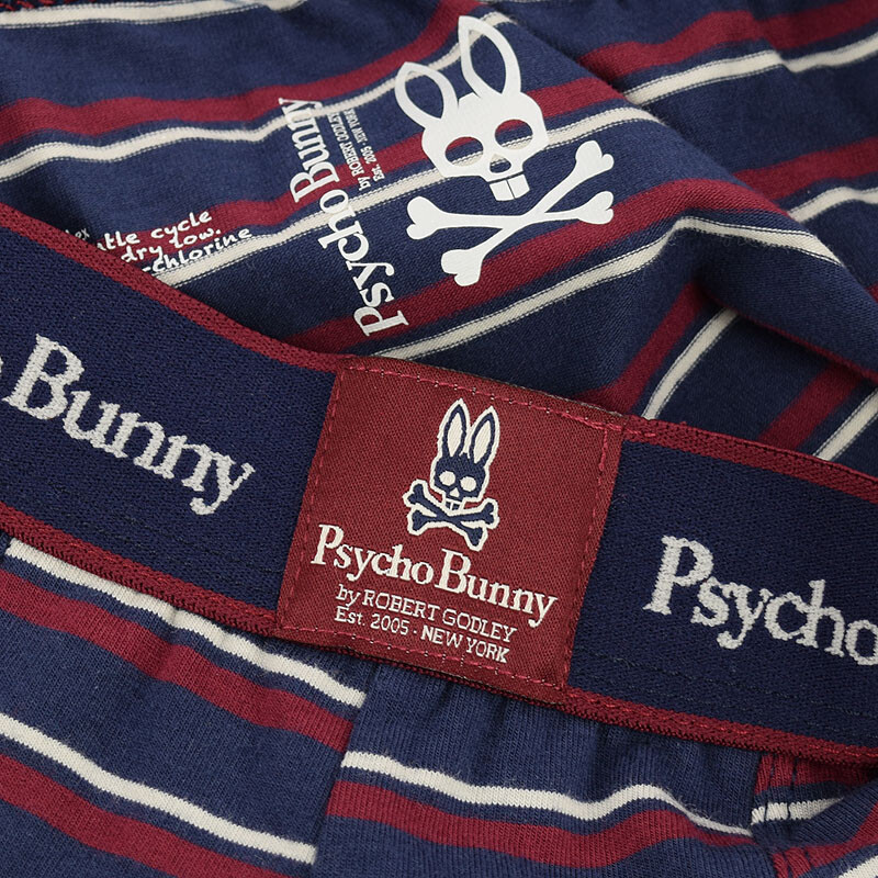PSYCHO BUNNY Peacoat STRIPE Cotton Stretch Boxer Brief Underwear SMALL ...