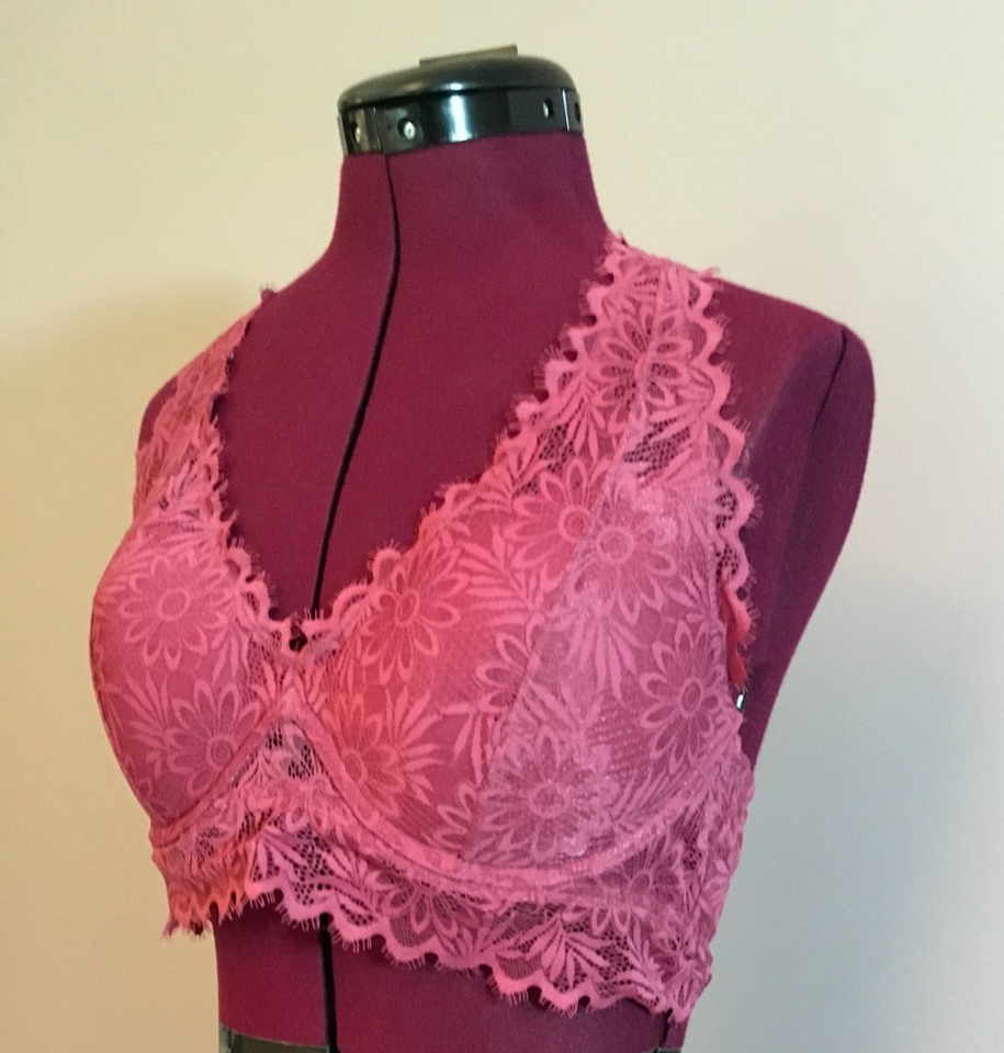 New Victoria’s Secret Pink Lace Bralette Lightly Lined High Neck Bra ...