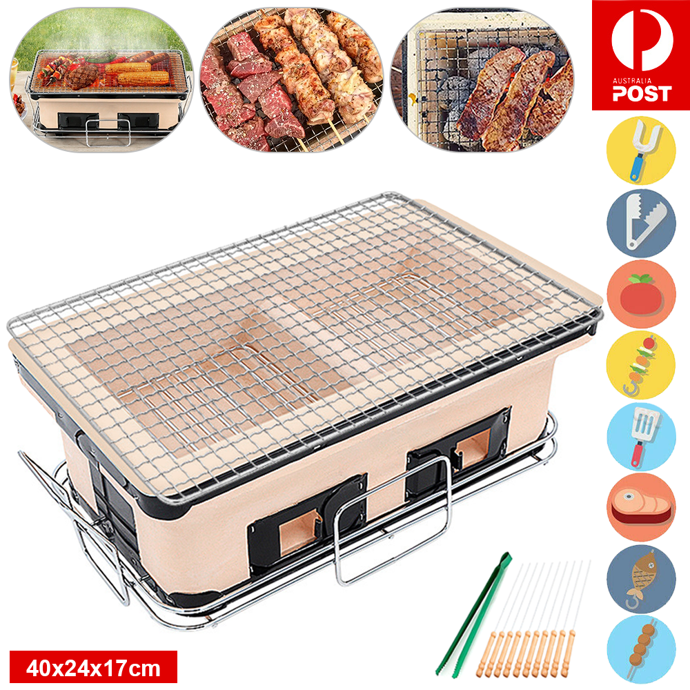 Japanese Table Ceramic Hibachi Bbq Grill Home Yakitori Rectangular