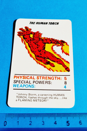 The Human Torch Mint Rare Carte Game Super Heroes 1977 Marvel 70s ...