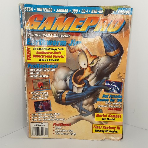 January 1995 GamePro Magazine Earthworm Jim Final Fantasy III Doom Mega ...
