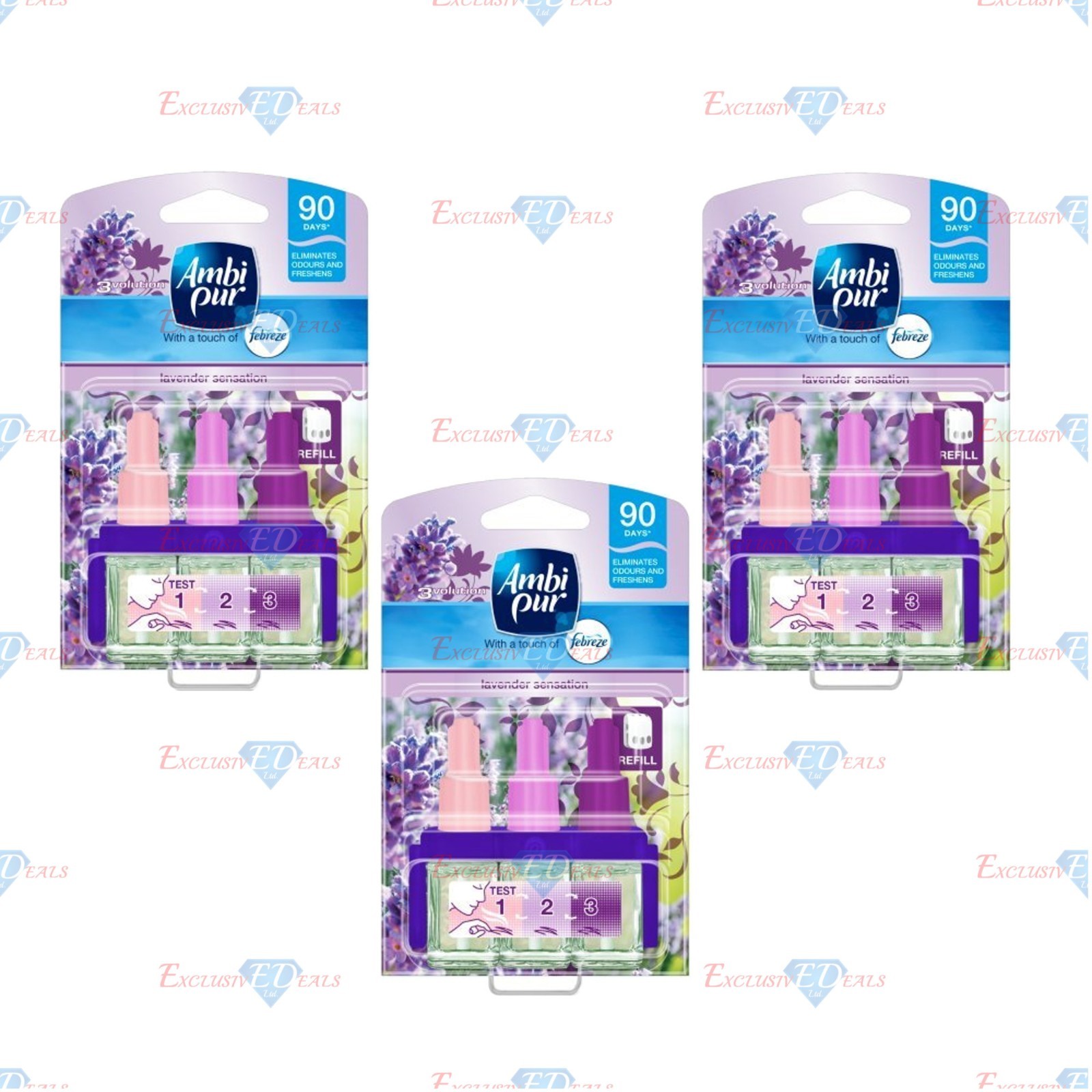 Ambi Pur 3Volution Electric Plug In Refills Air Freshener 90 Days 3 x 3 ...