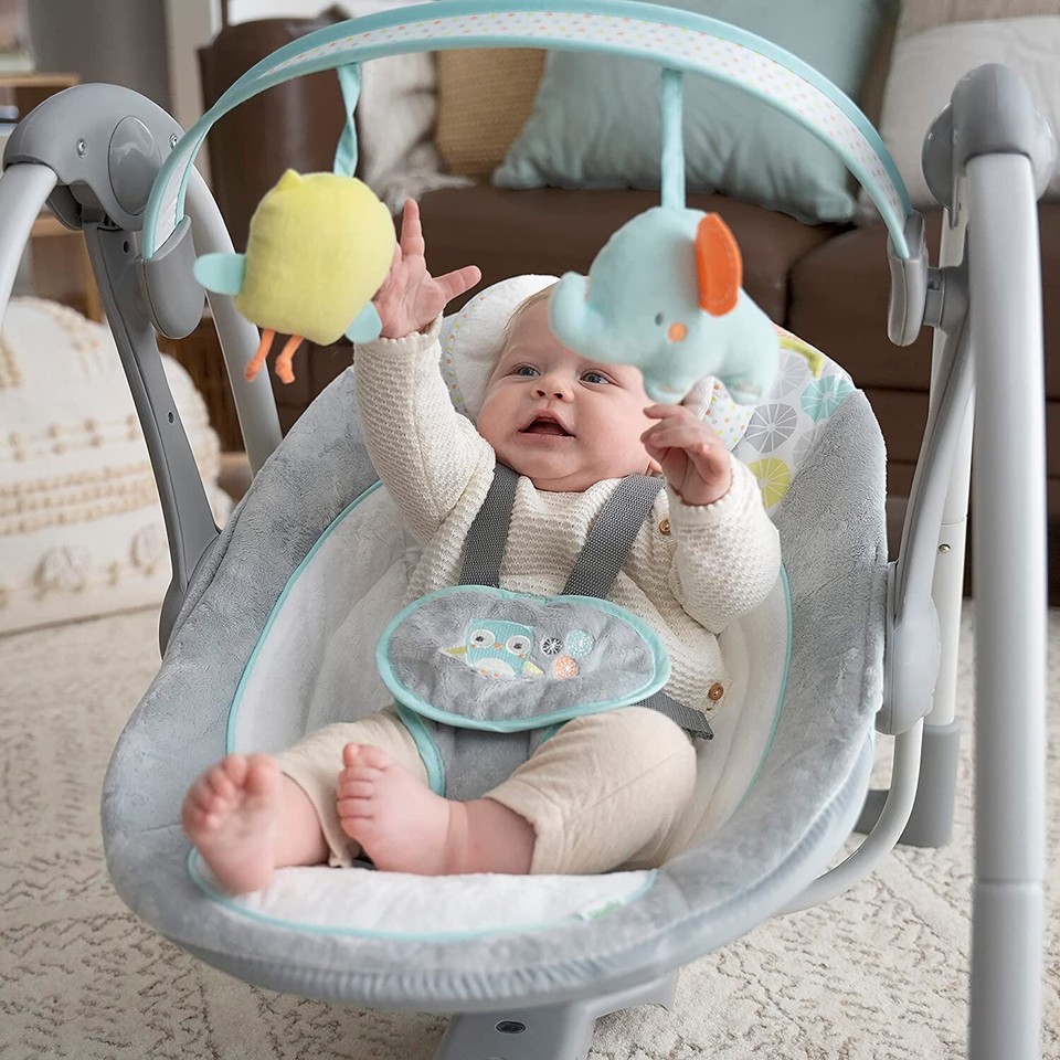 NEW Ingenuity Swing 'n Go Portable Baby Swings, Hugs & Hoots | eBay