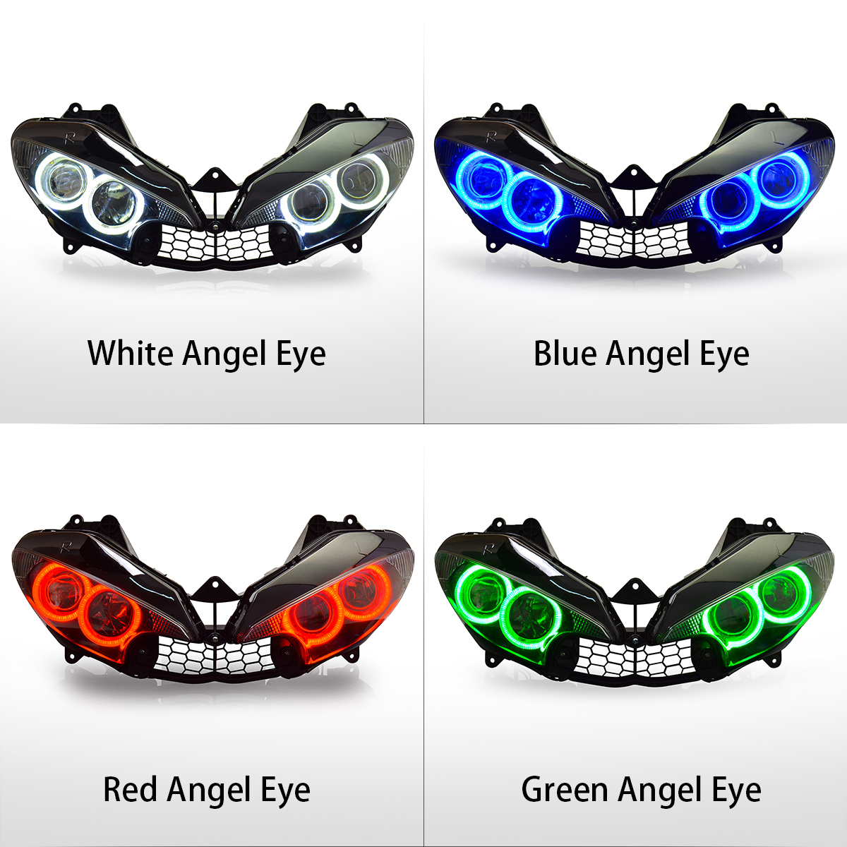 KT LED HID Angel Halos Eyes Headlight Assembly For Yamaha R6 2003-2005 ...