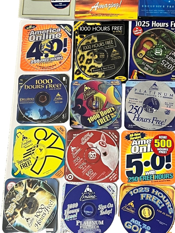 HUGE AOL Disc Collection ALL Different America Online CDs - Lot of 30 ...