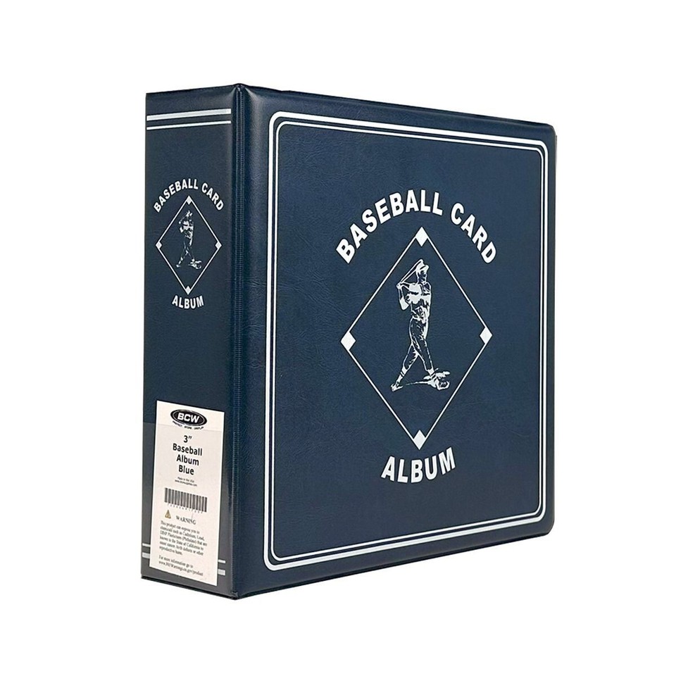 BCW 3" Baseball Cards Collection Binder Blue Folder Holds 90 Pages 3 D ...