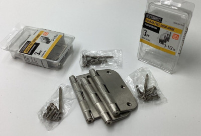2 PACKS OF Satin Nickel Squeak-Free Door Hinge 3 3-1/2" x 5/8" Radius ...