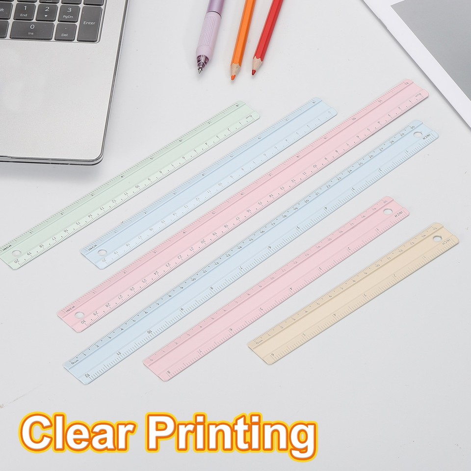 5pcs Straight Ruler 12 Inch(30cm) Metric & SAE Aluminum Rulers Light ...