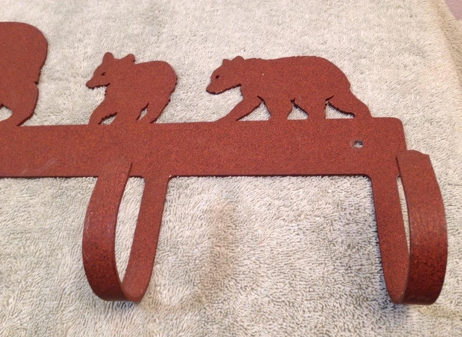 Rustic 3 Bears 4 Coat Hook Rack Hunter Hunting Grizzly Woods Forest ...