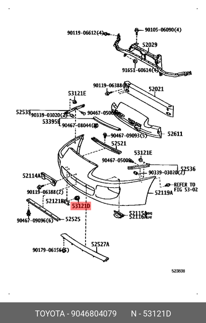 Genuine OE clip for front bumper no.2 9046804079 for TOYOTA 90468-04079 ...