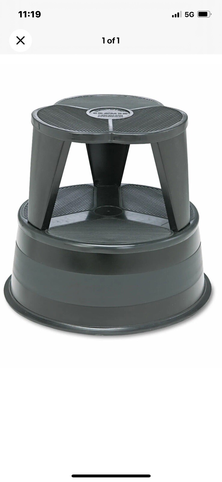 Cramer Kik-Step Steel Step Stool 350 lb cap 16" dia. x 14 1/4h Black ...