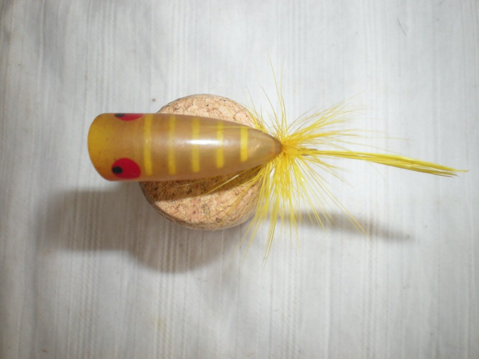 Vintage Heddon Fly Rod Popper Spook - Yellow & clear YLW Stripes - VG ...