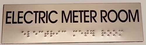 ELECTRIC METER ROOM SIGN - BRAILLE- STAINLESS STEEL 3 X 9.75 -REF24 ...