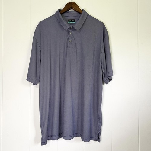 PGA Tour Navy Checkered Golf Shirt Short Sleeve Collared Polo Shirt Men ...