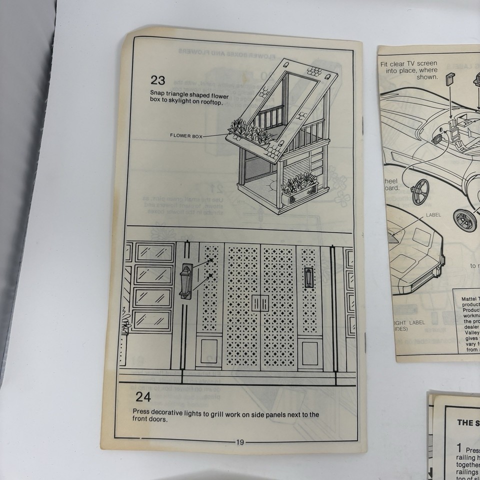 Vintage Barbie Original Instruction Manual Book Lot Dream House Car ...