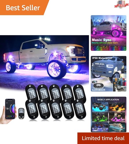 Premium Waterproof RGB LED Rock Lights - Phone App/Remote Control - 10 ...