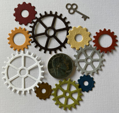 SMALL GEARS Die-Cut(12pc) Steampunk•Cog•Metal•Sprocket •Machine•Antique ...