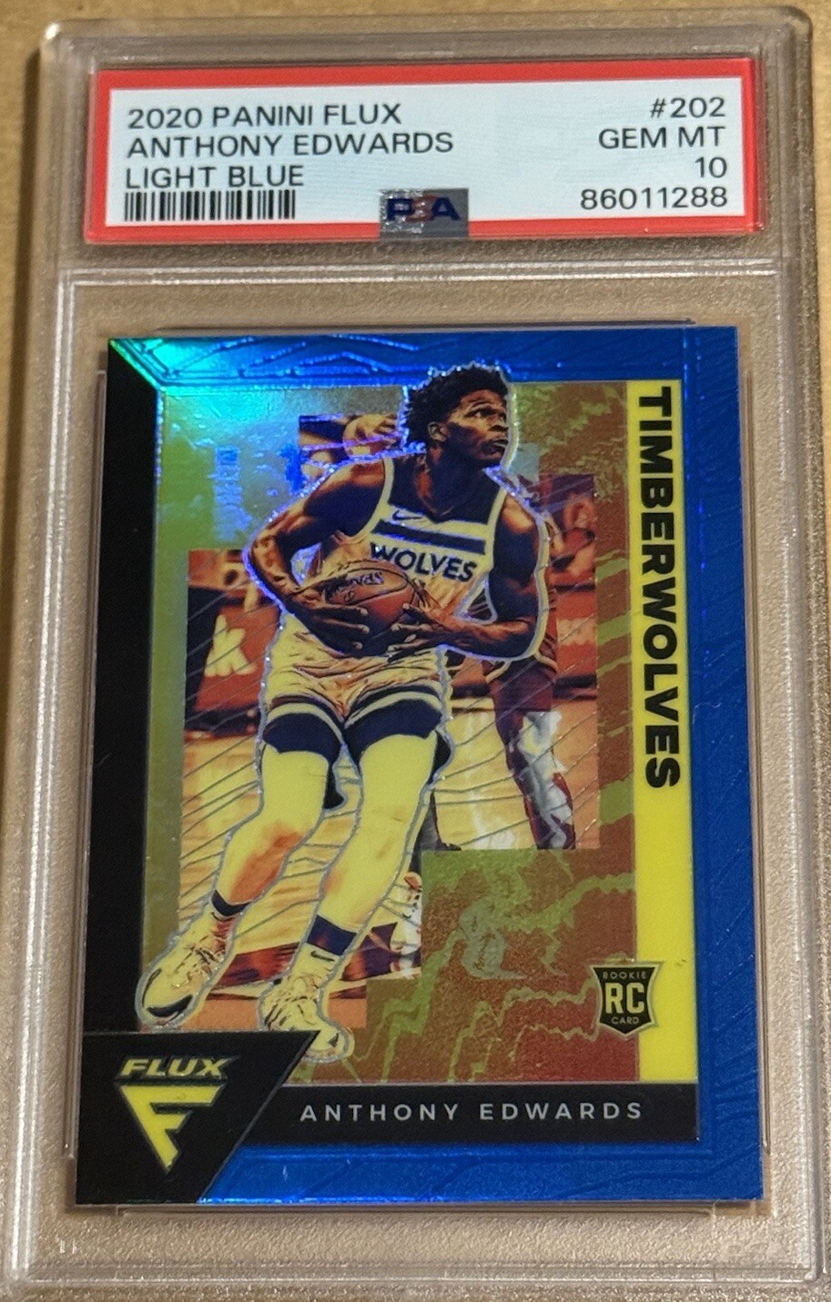 2020-21 Panini Flux Anthony Edwards Light Blue PSA 10 Gem Mint Rookie ...