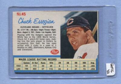 1962 Post #45 Chuck Essegian (Indians) (GNF16) Ex+ (Flat Rate Ship) | eBay