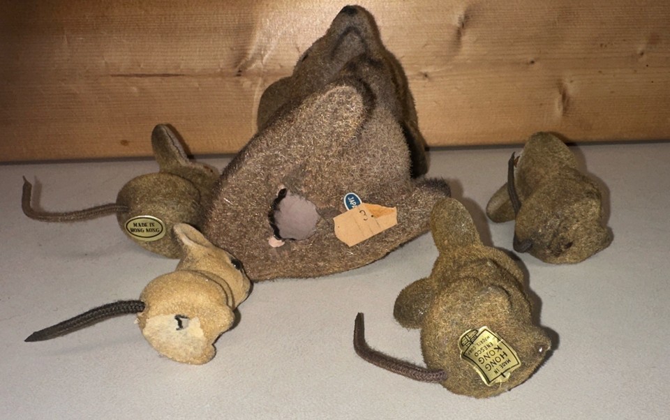 Vtg Josef Originals Enesco Flocked Fuzzy Mouse Mice Family Figurine Set ...