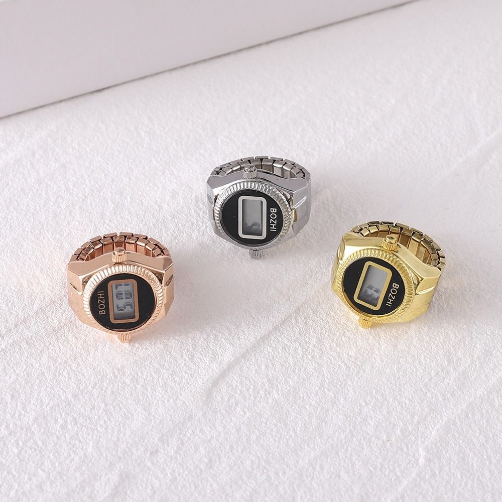 Quartz Ring Watch Alloy Elastic Rings Fashion Round Quartz Finger Rings ...