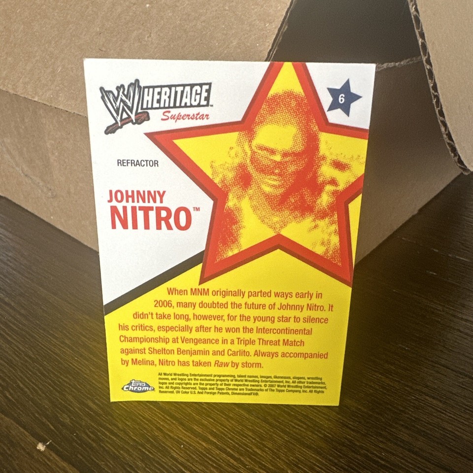 2007 Johnny Nitro Topps Chrome REFRACTOR Card #6 WWE Heritage Superstar ...