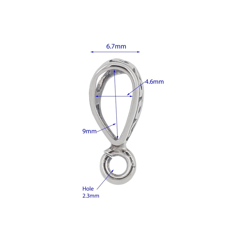 Sterling Silver Slider Pendant Clasp Bail Connector with Heavy Duty ...