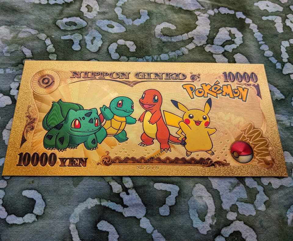 Rare FULL 13 piece Collectable 24k Gold Foil Plated Pokemon Banknote ...