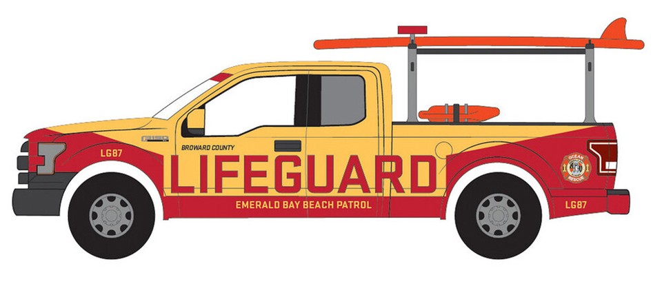 2016 FORD F-150 LIFEGUARD TRUCK 1/64 DIECAST CAR GREENLIGHT 44760F/48 ...