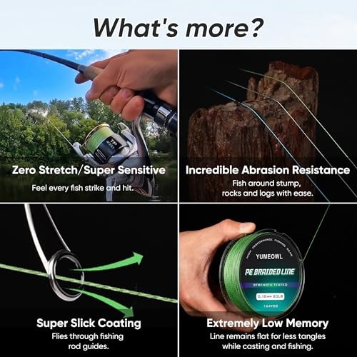 Thinner Braided Fishing Line, Ultra-Strong X4-4lb-164yds-0.05mm Moss ...