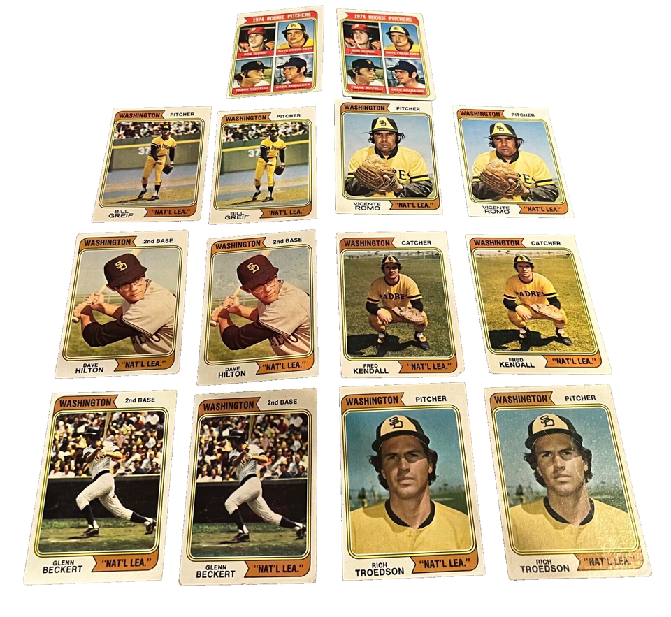 1974 Topps "Washington" Padres Error cards 14 card lot | eBay