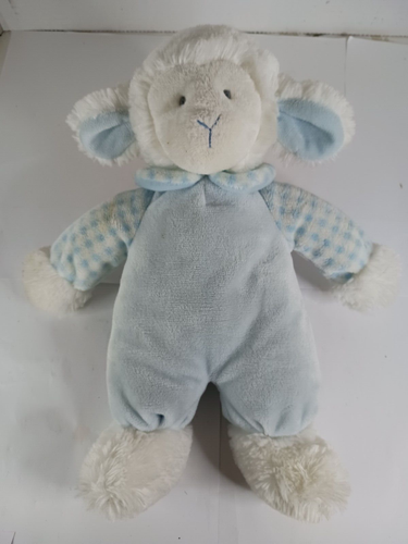 Russ Berrie Rattle Pals Lamb Sheep Plush 14" Blue White Stuffed Animal ...