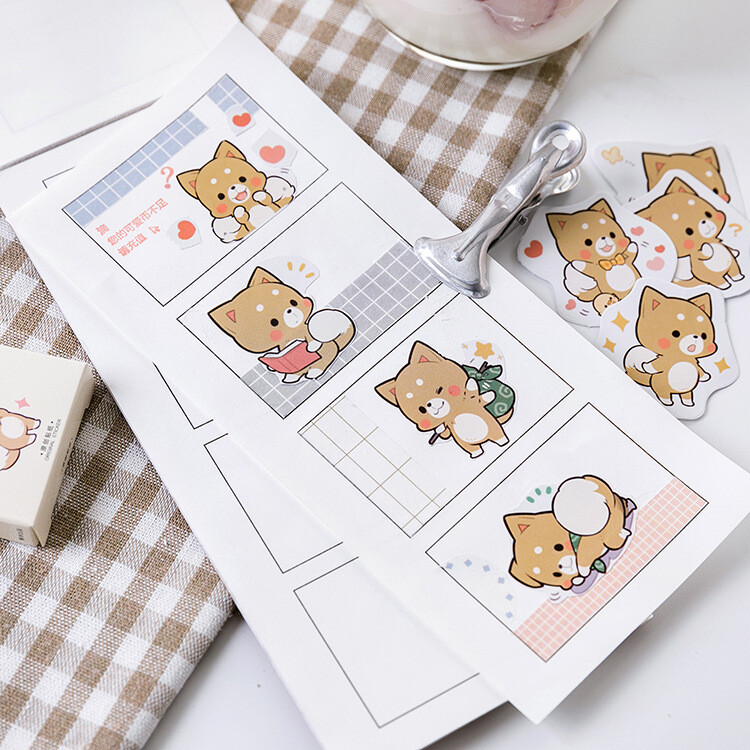 45pcs/box Cute Puppy Stickers Journal Planner Decals Album Scrapbooking ...