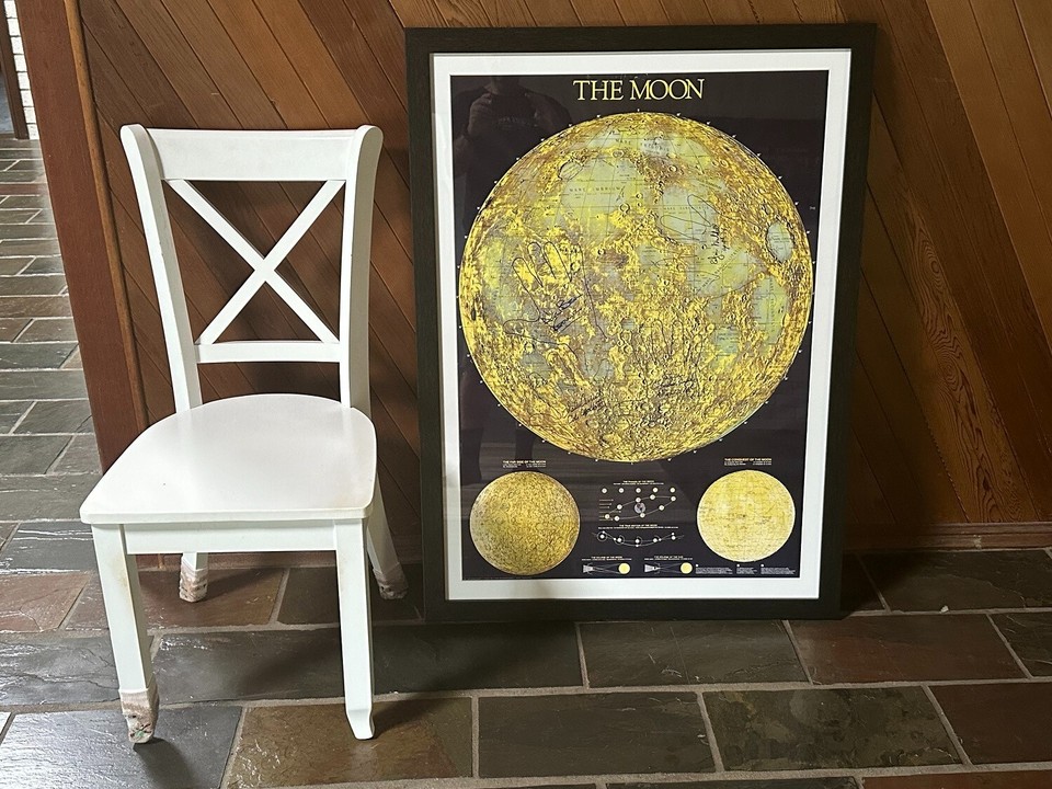 Moonwalker Hand Prints and Signatures on Large Moon Poster Framed ...