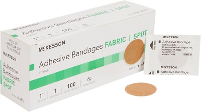 100 Round Fabric Adhesive Spot Band Aids Bandages 1" Sterile 16-4812 | eBay