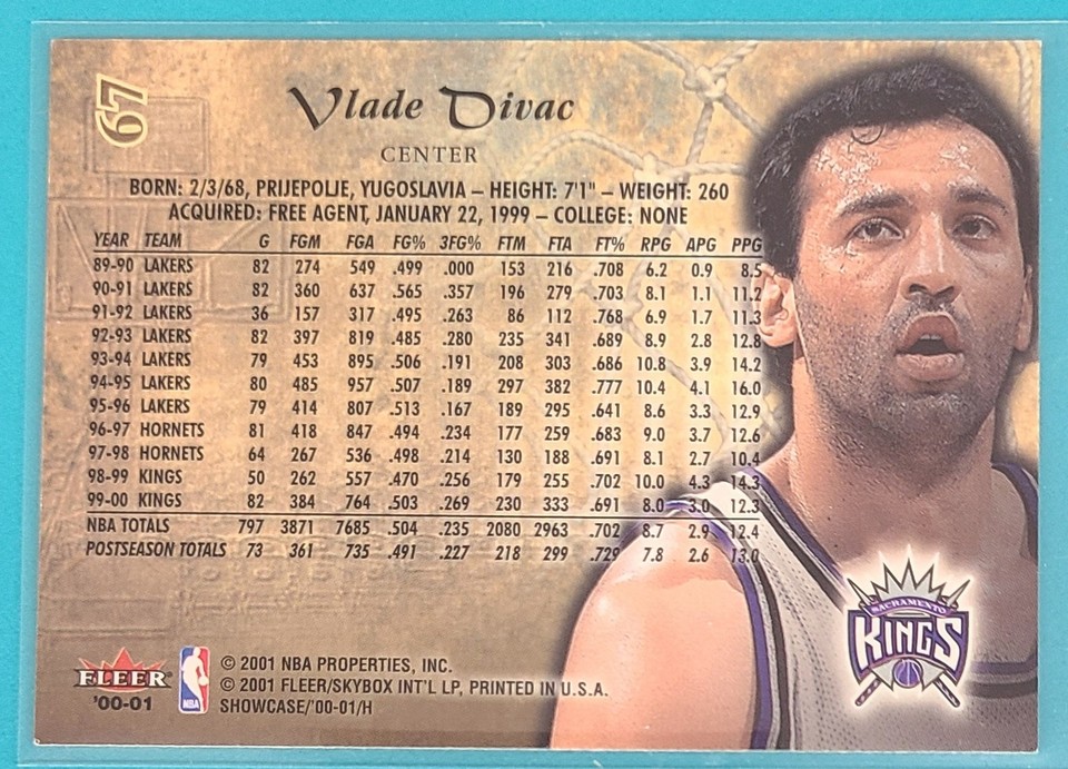2000-01 Fleer Showcase #67 Vlade Divac Sacramento Kings BASKETBALL Card ...