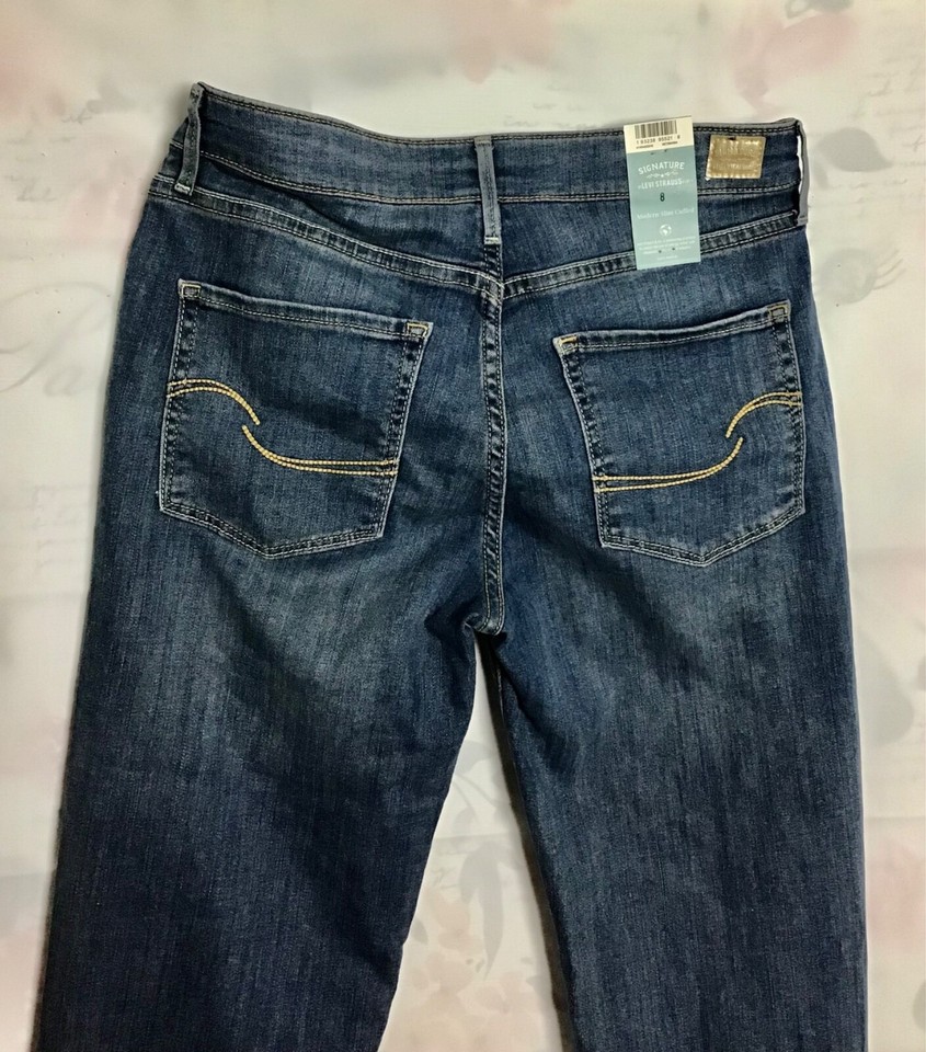 SIGNITURE BY LEVI STRAUSS LADIES MODERN SLIM CUFF DENIM JEANS PANTS SZ ...