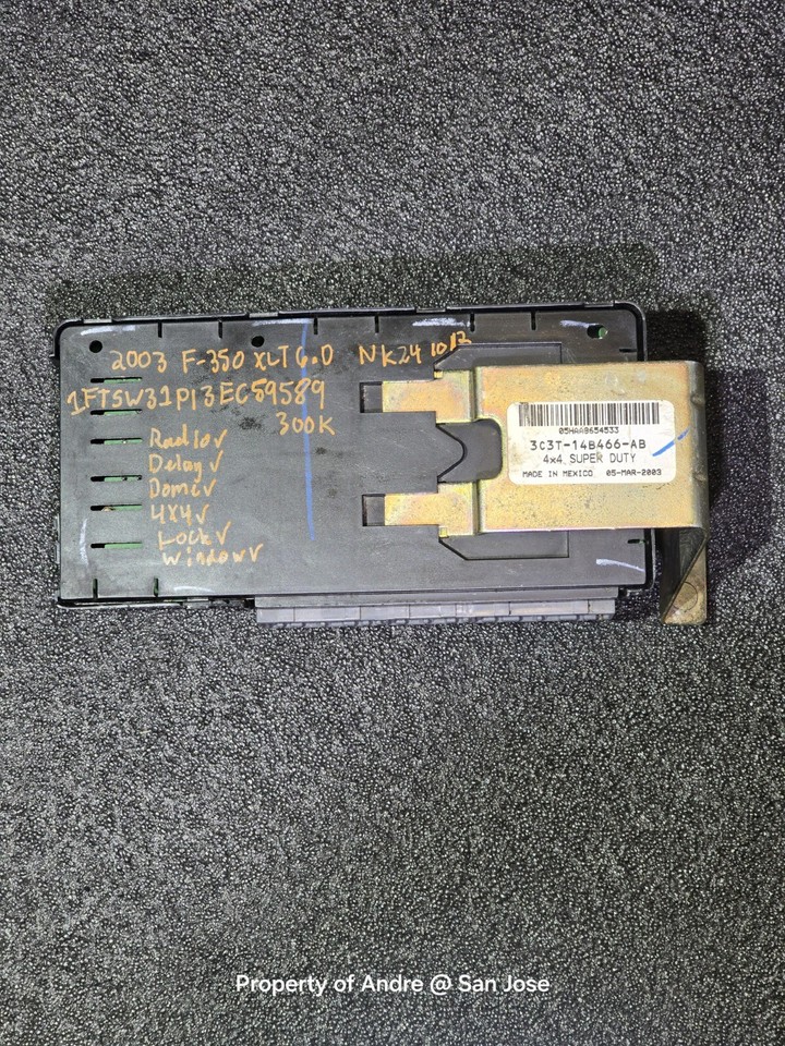 02-03 Ford F250 Excursion Multifunction Control Module GEM 4x4 3C3T ...