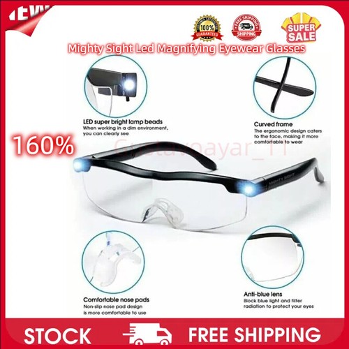 Mighty Sight Led Magnifying Eyewear Glasses 160% With Rechargeable LED ...
