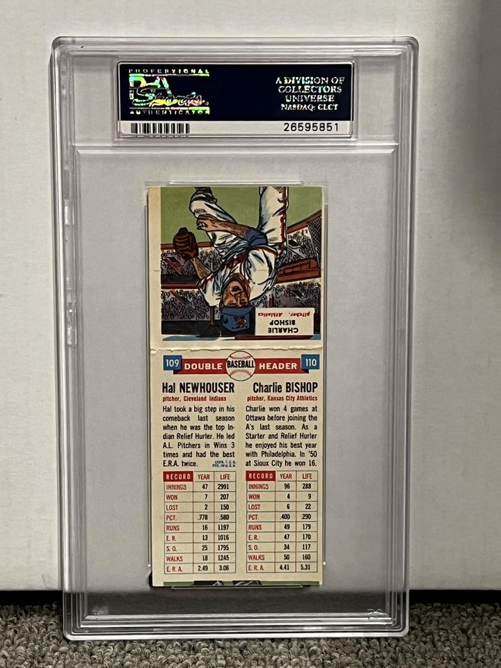1955 Topps Doubleheaders Hal Newhouser - 109 Charlie Bishop - 110 PSA 5 ...