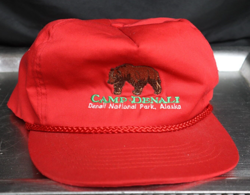 VTG Denali National Park Alaska Adjustable Snapback Rope Hat Red Bear ...