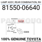 8155006640 Genuine Toyota LAMP ASSY, REAR COMBINATION, RH 81550-06640 ...