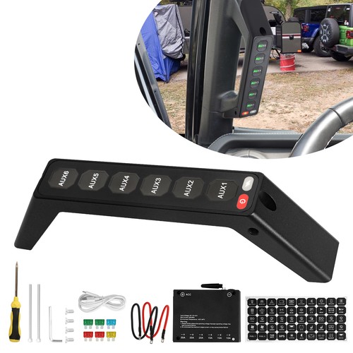 6 Gang Grab Handle Wireless Switch Panel For Jeep Wrangler JL 2018-23 ...