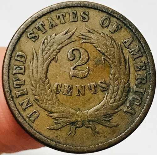 1869 Two Cent Piece 2C Ungraded Post Civil War Date US Copper Coin ...