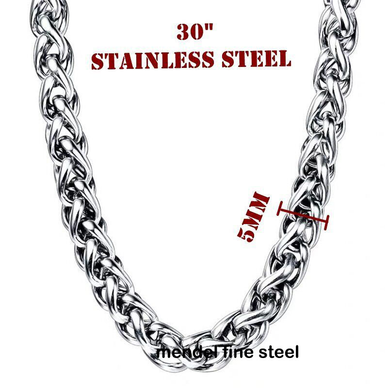 MENDEL 30 Inch Mens Large Big Stainless Steel Wolf Head Pendant ...