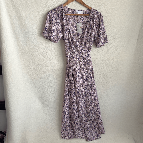Nordstrom Rack Midi Wrap Dress Womens XS Purple Floral Field | eBay