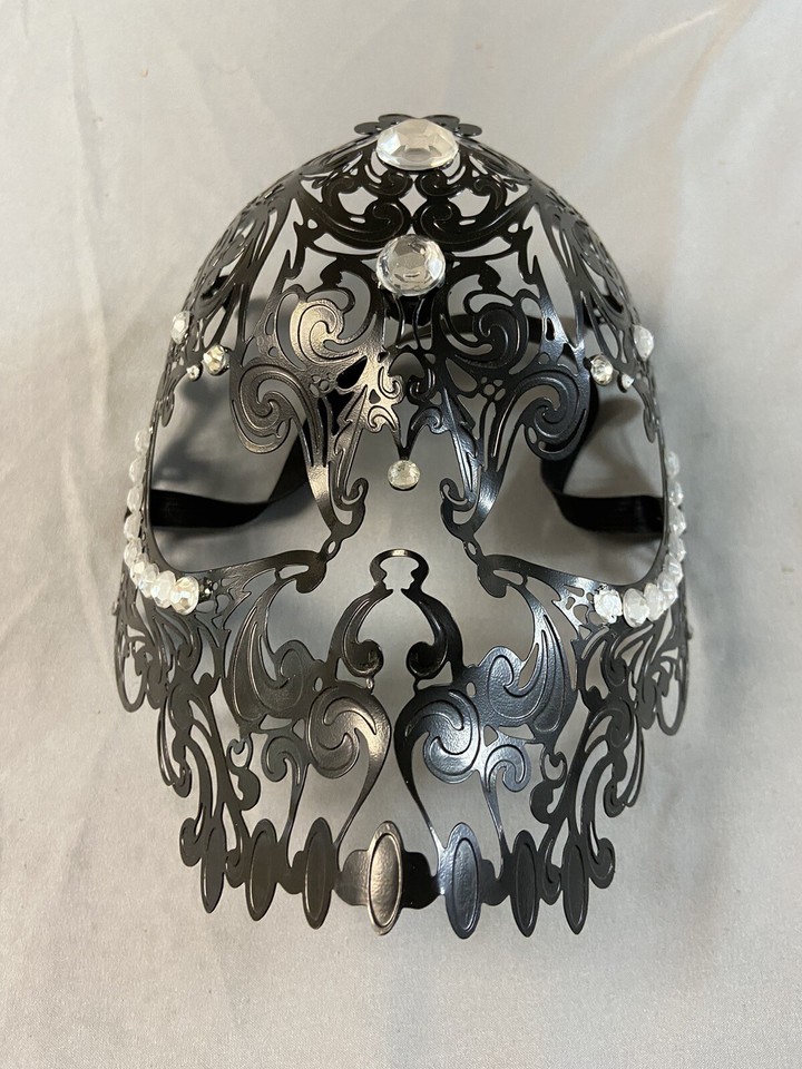 Black Metal Rhinestones Skull Mask Halloween Masquerade Mask | eBay