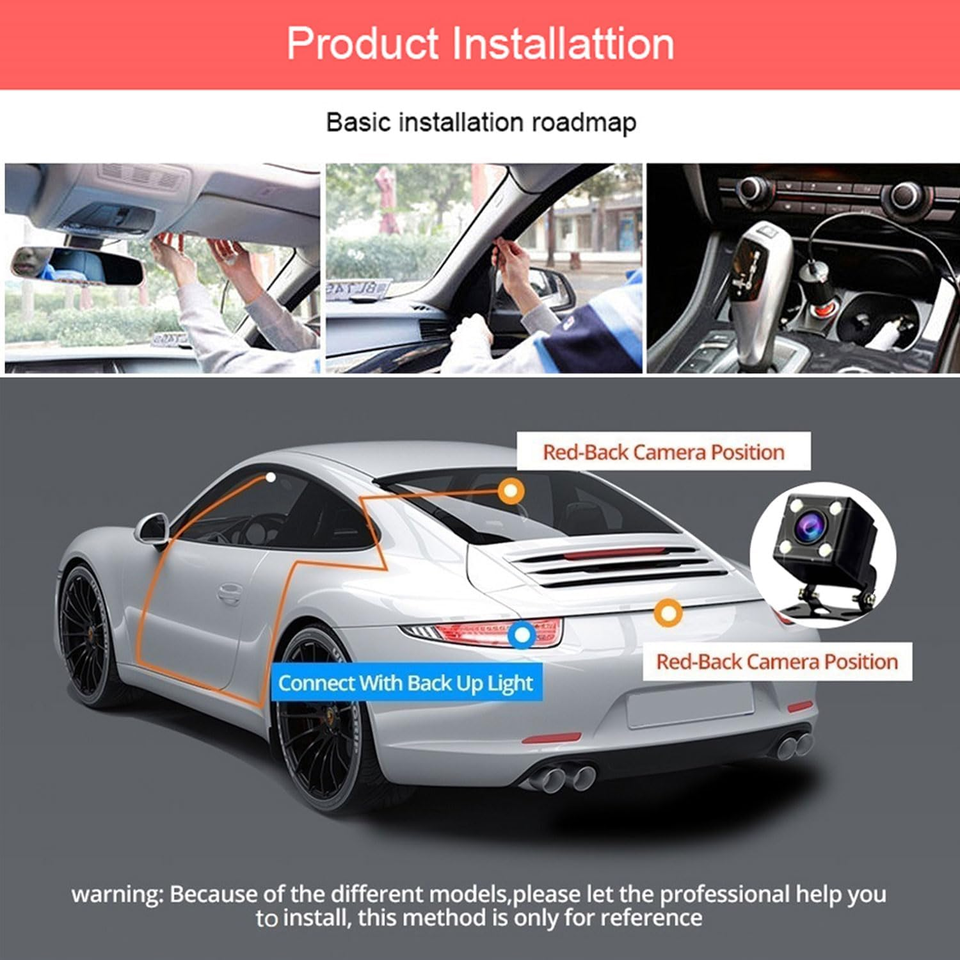 4 Channel Dash Cam 360° View, 1080P Front and Rear Inside, Left Right ...